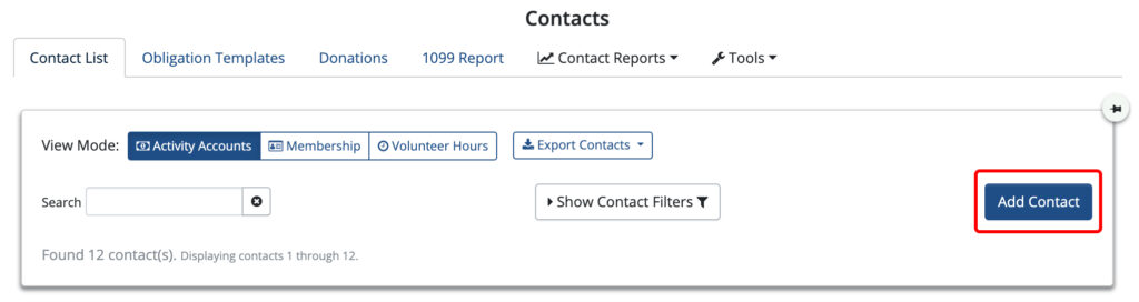 Setting up your Contacts QuickStart Guide - MoneyMinder