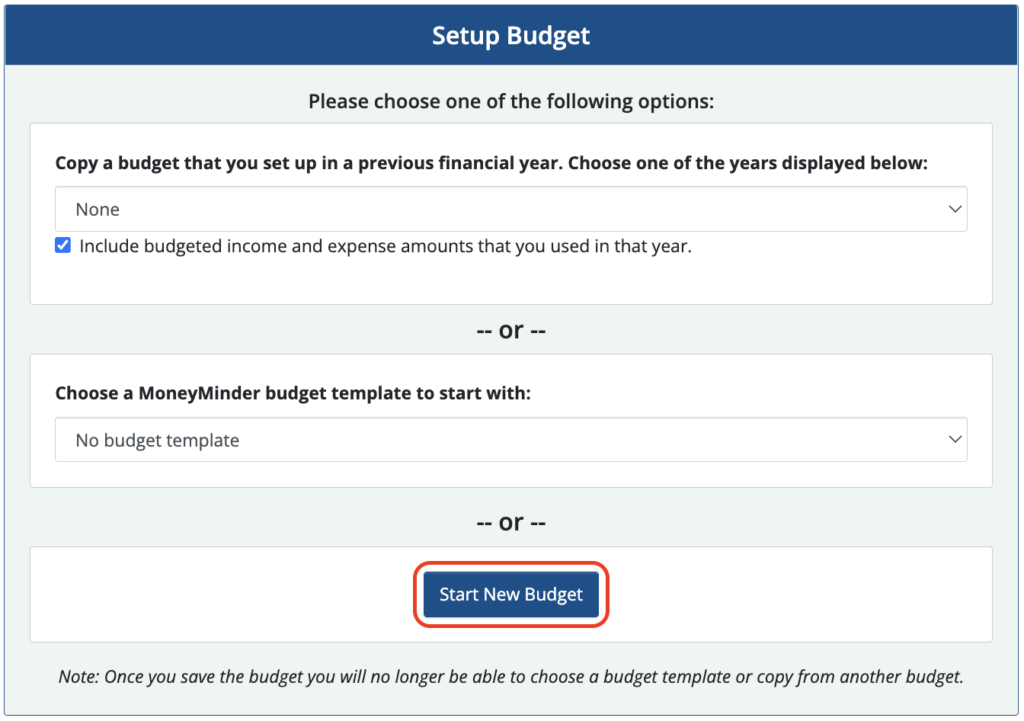Setting up your Budget for users starting a new financial year ...