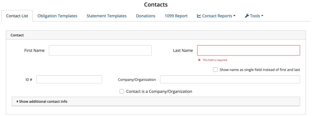 Setting up your Contacts QuickStart Guide - MoneyMinder