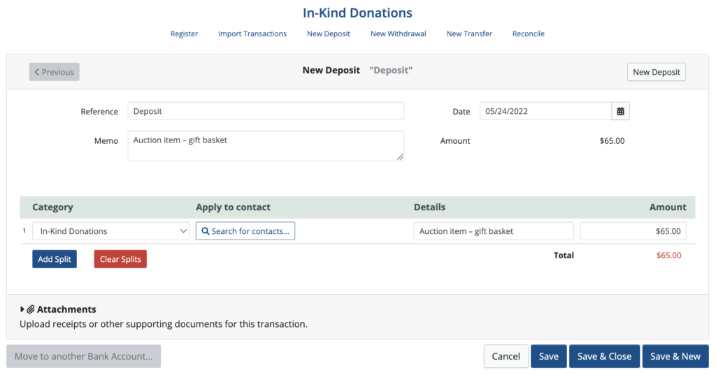 How to track In-kind (or non-cash) donations - MoneyMinder