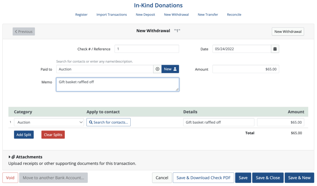 How to track In-kind (or non-cash) donations - MoneyMinder