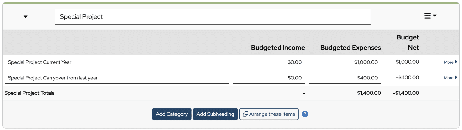 How to handle Budget carry forwards from prior years - MoneyMinder