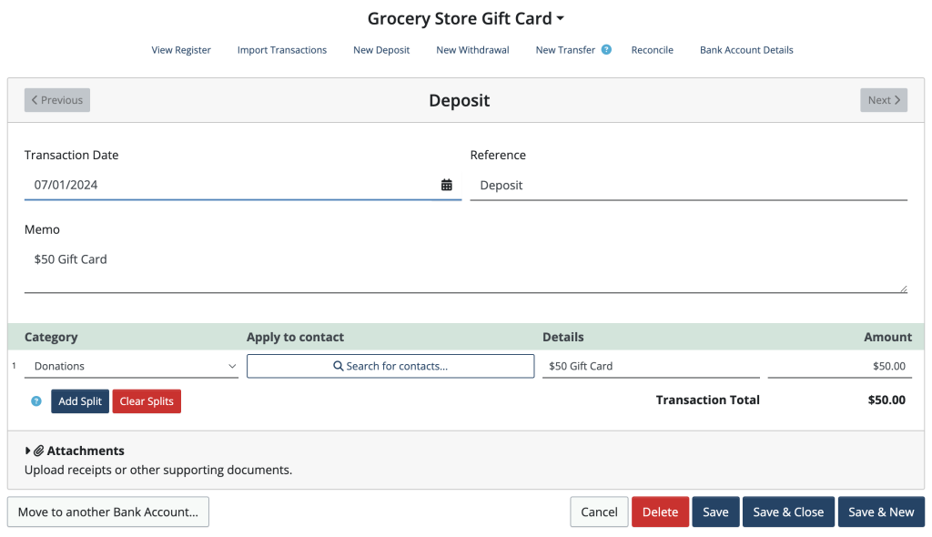 How to track donated Gift cards - MoneyMinder