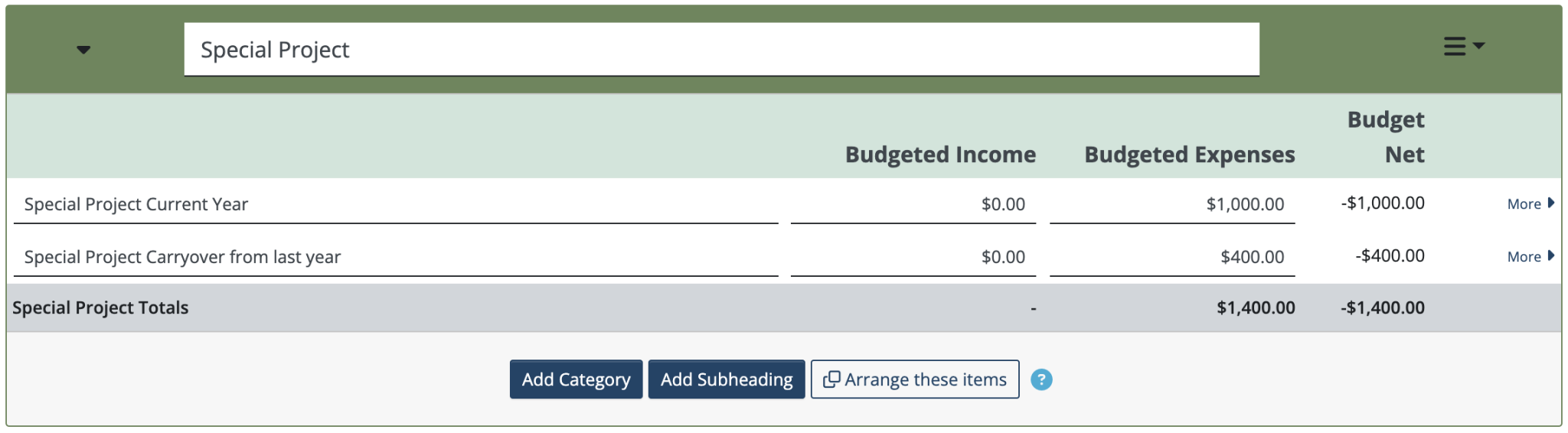 How to handle Budget carry forwards from prior years - MoneyMinder