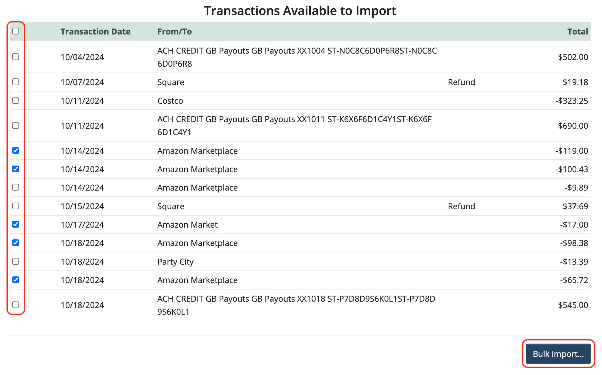 Importing transactions directly from your bank - MoneyMinder