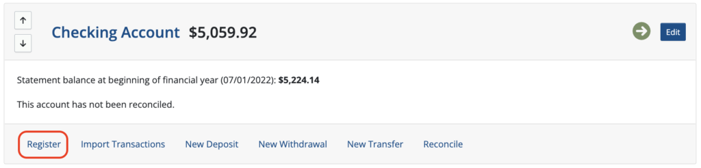 Entering deposits & withdrawals; attaching receipts; viewing the bank ...
