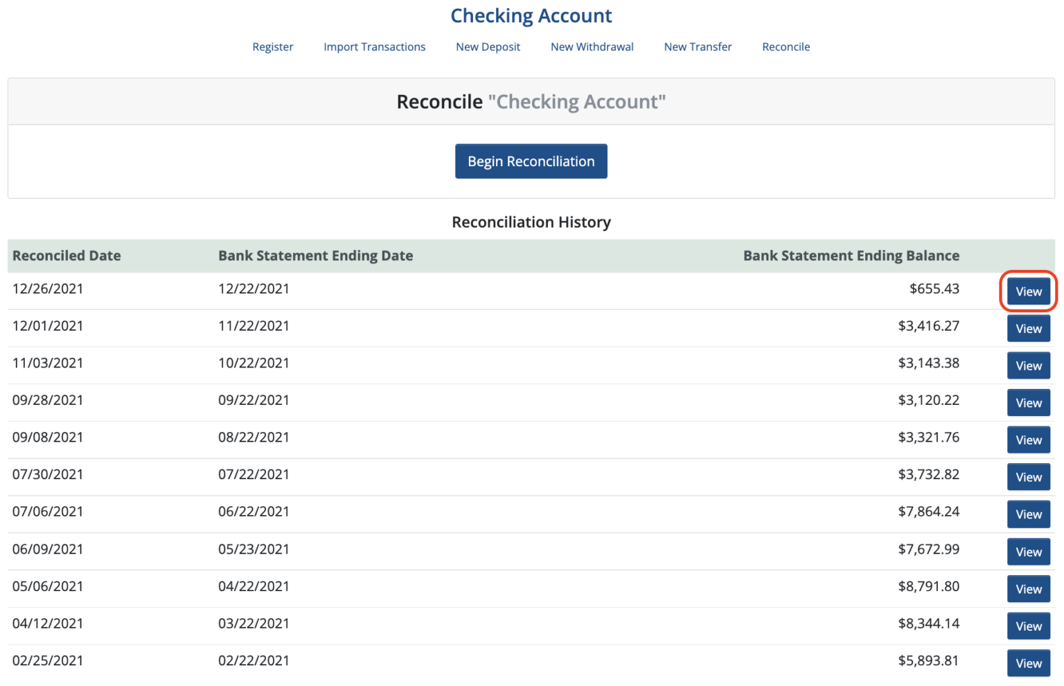Changing a Reconciled Transaction - MoneyMinder