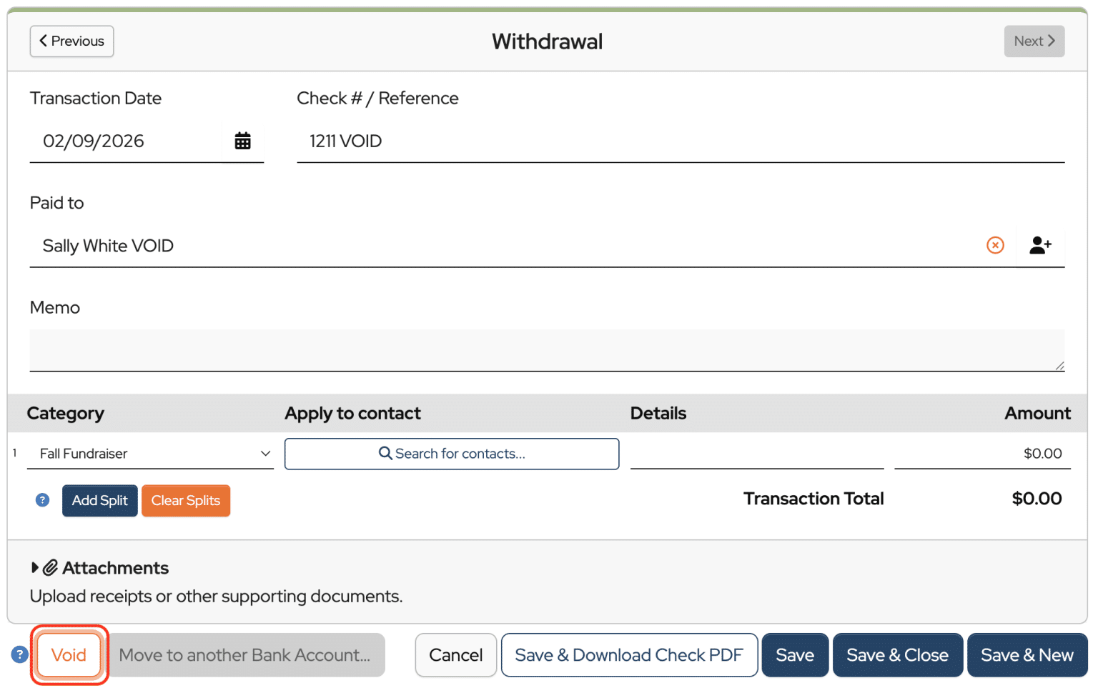 How to Void a check - MoneyMinder