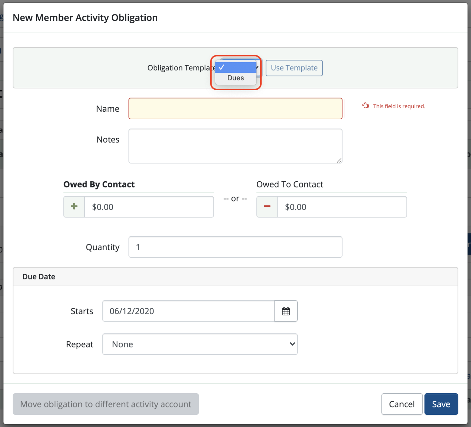 Applying Obligation Templates to individual Contacts and in bulk ...