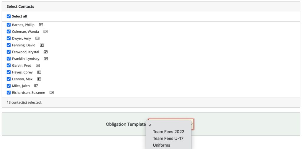 Applying Obligation Templates to individual Contacts and in bulk ...