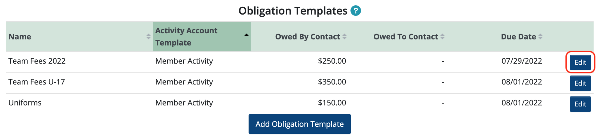 How to make an Obligation Template - MoneyMinder