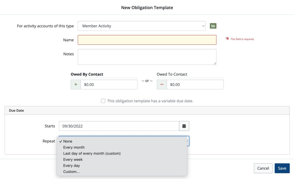 How to make an Obligation Template - MoneyMinder