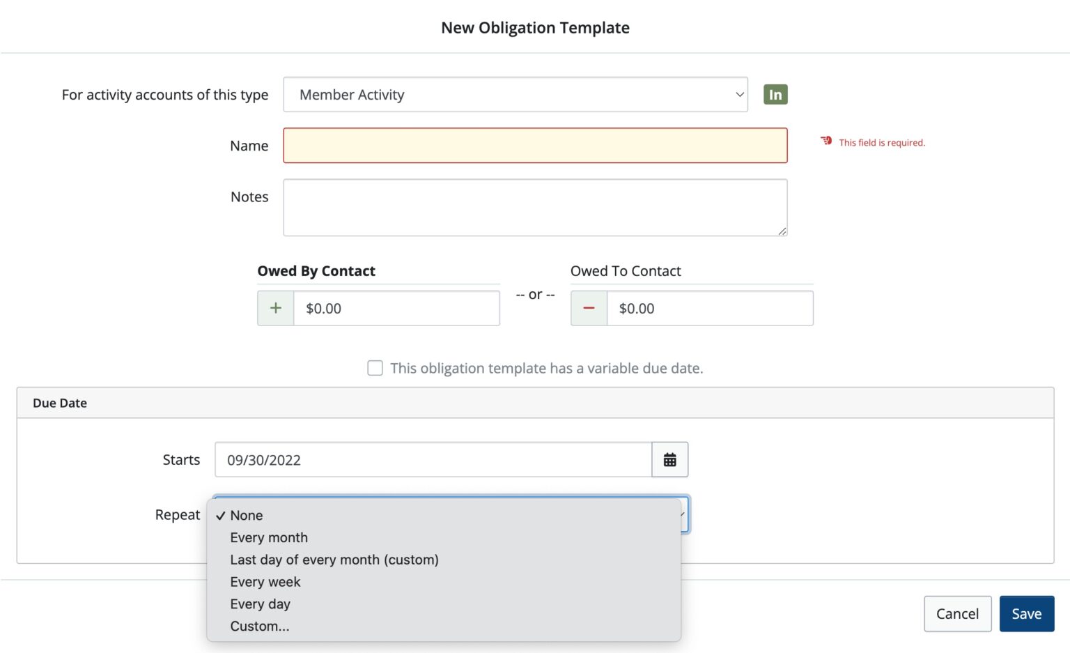 How to make an Obligation Template - MoneyMinder
