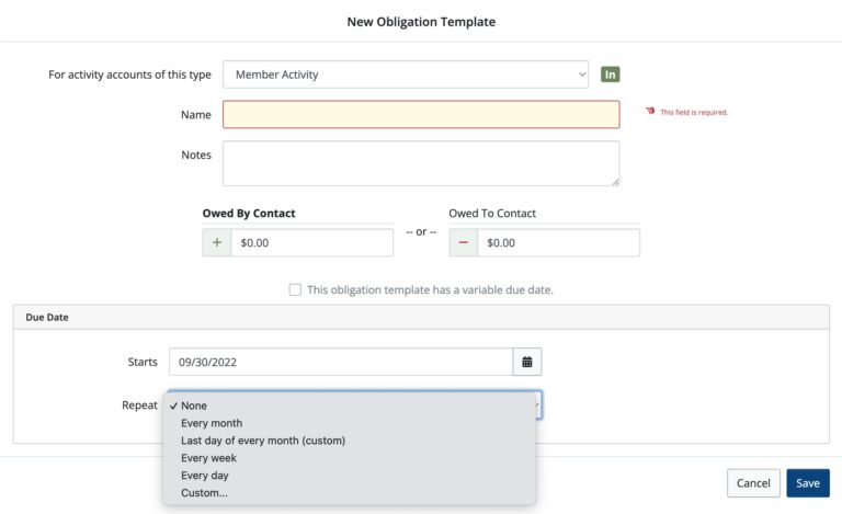 How to make an Obligation Template - MoneyMinder