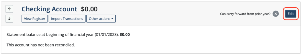 Set up your new financial year - MoneyMinder