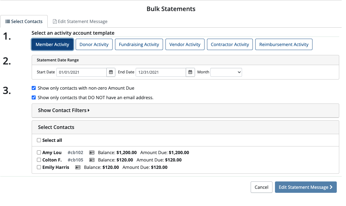 Using Contacts Tools - MoneyMinder