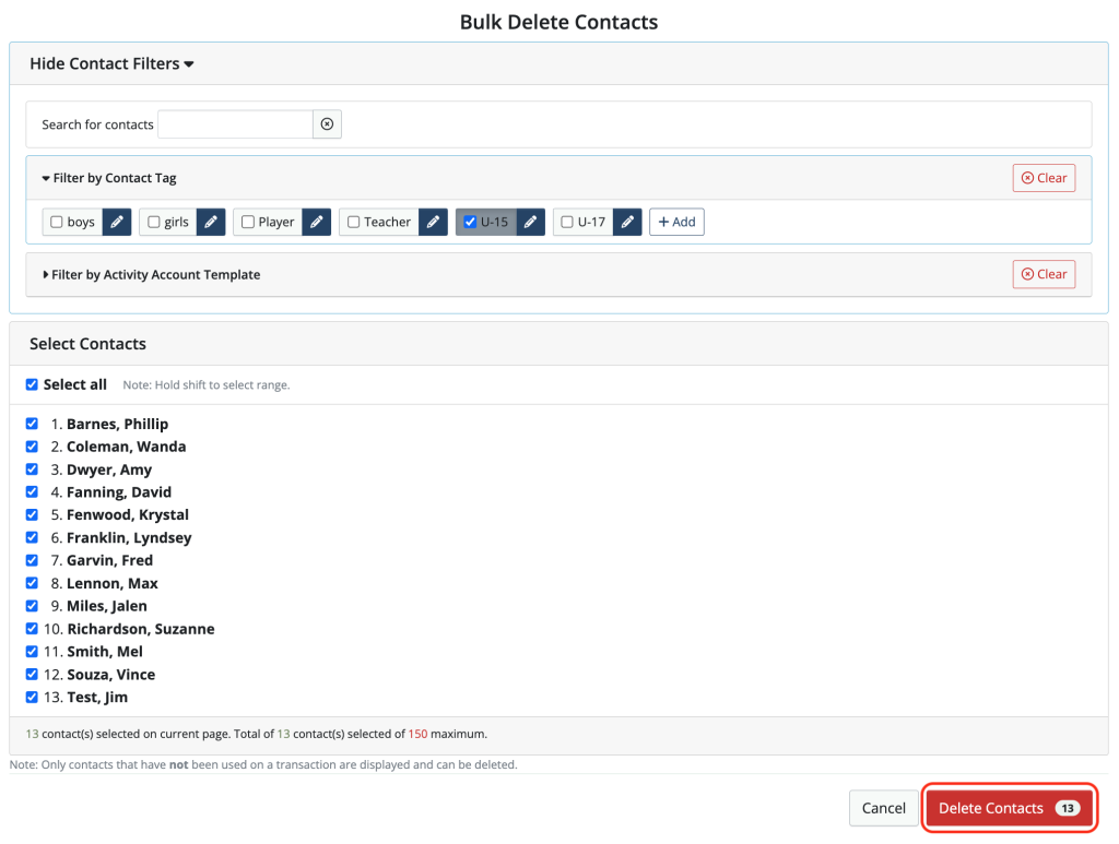How to use Contact tools - MoneyMinder