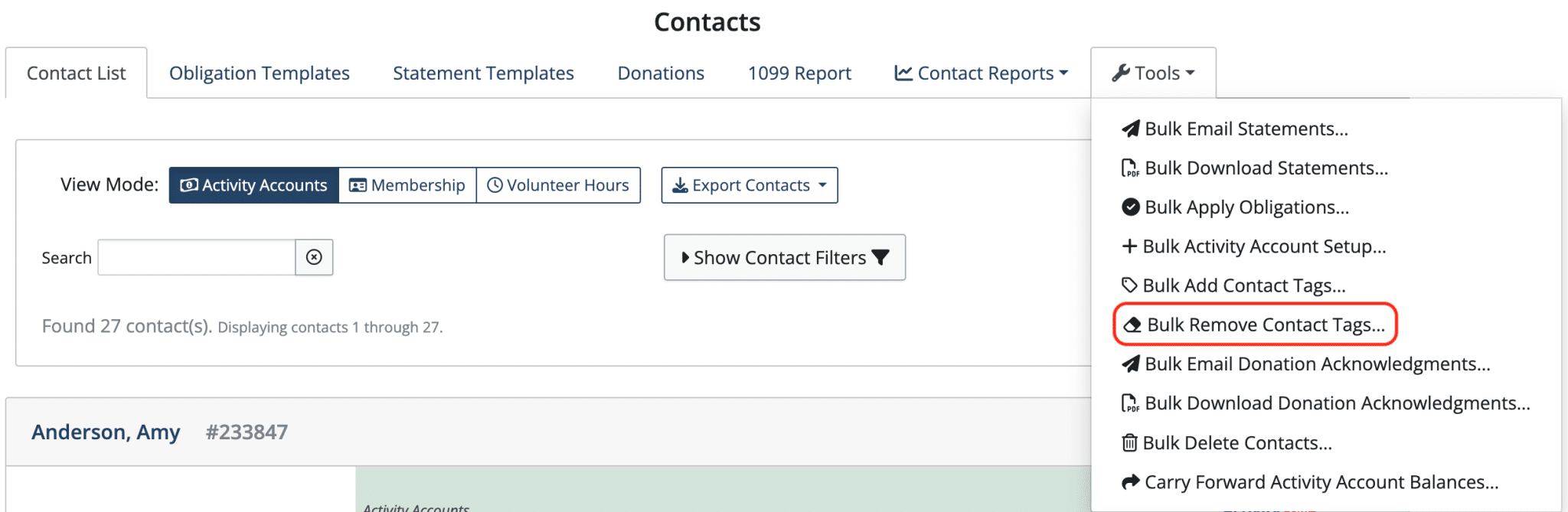 How to use Contact tools - MoneyMinder