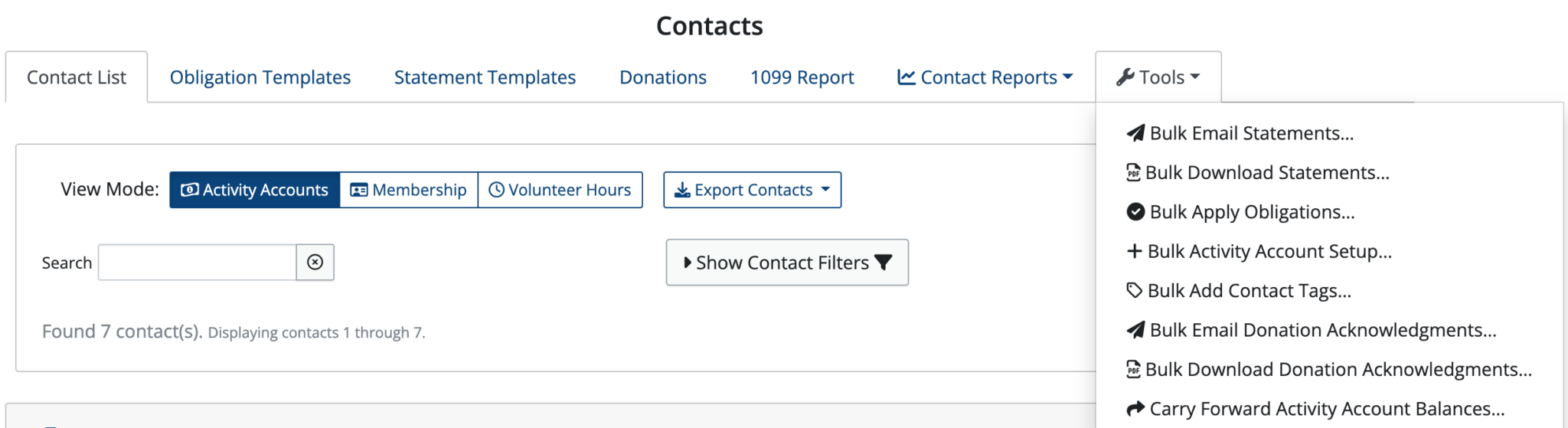 How to use Contact tools - MoneyMinder