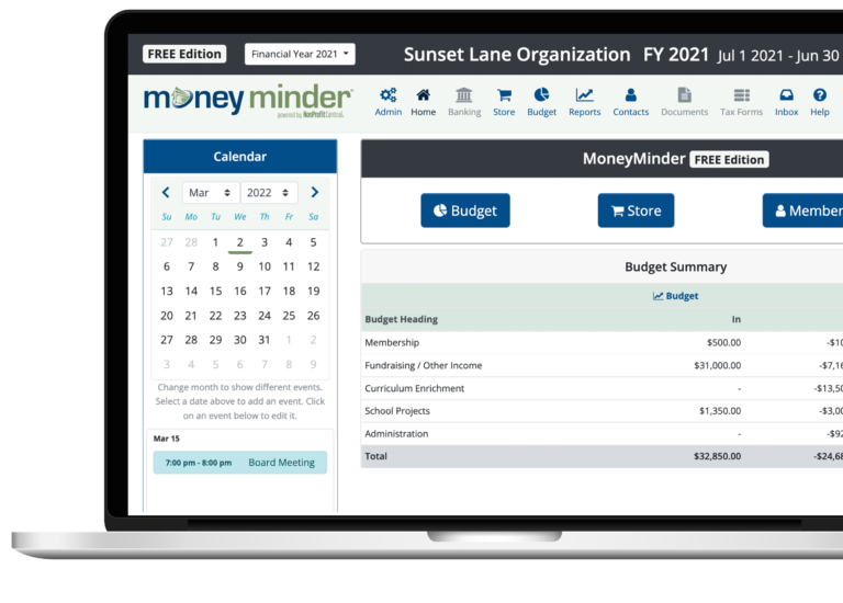 MoneyMinder FREE - Non Profit Budget Builder Online