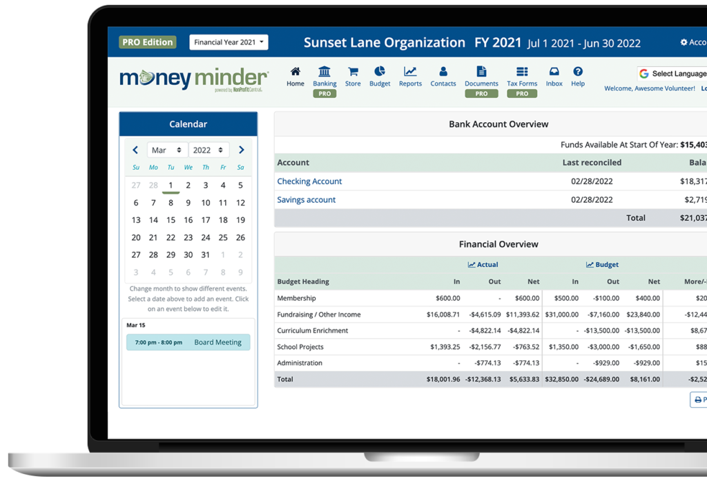 Nonprofit Bookkeeping Online - MoneyMinder