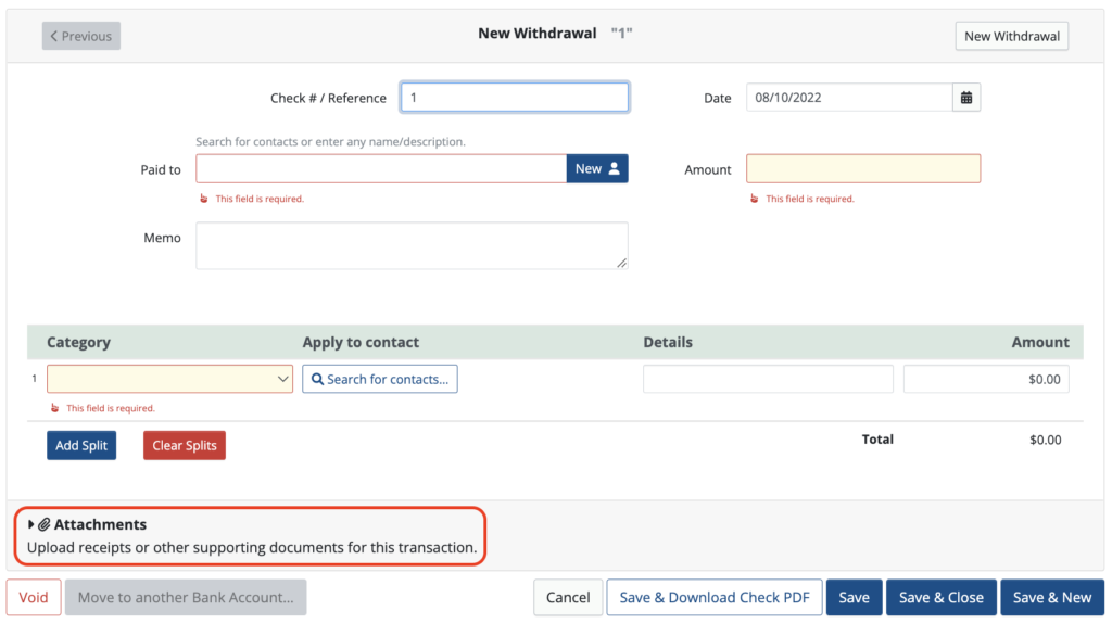 Entering deposits & withdrawals; attaching receipts; viewing the bank ...