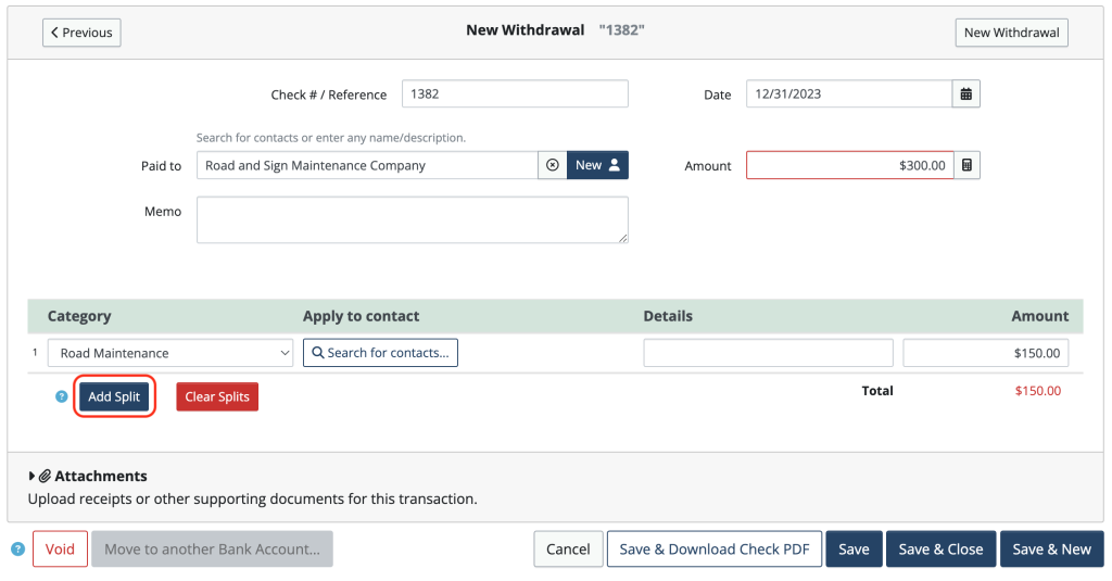 Entering deposits & withdrawals; attaching receipts; viewing the bank ...