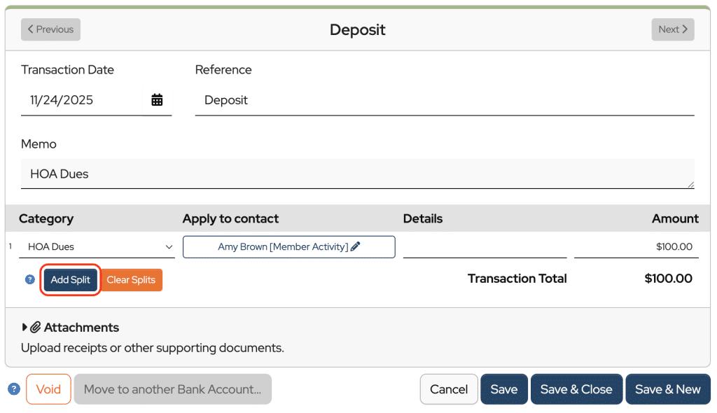 Entering deposits & withdrawals; attaching receipts; viewing the bank ...