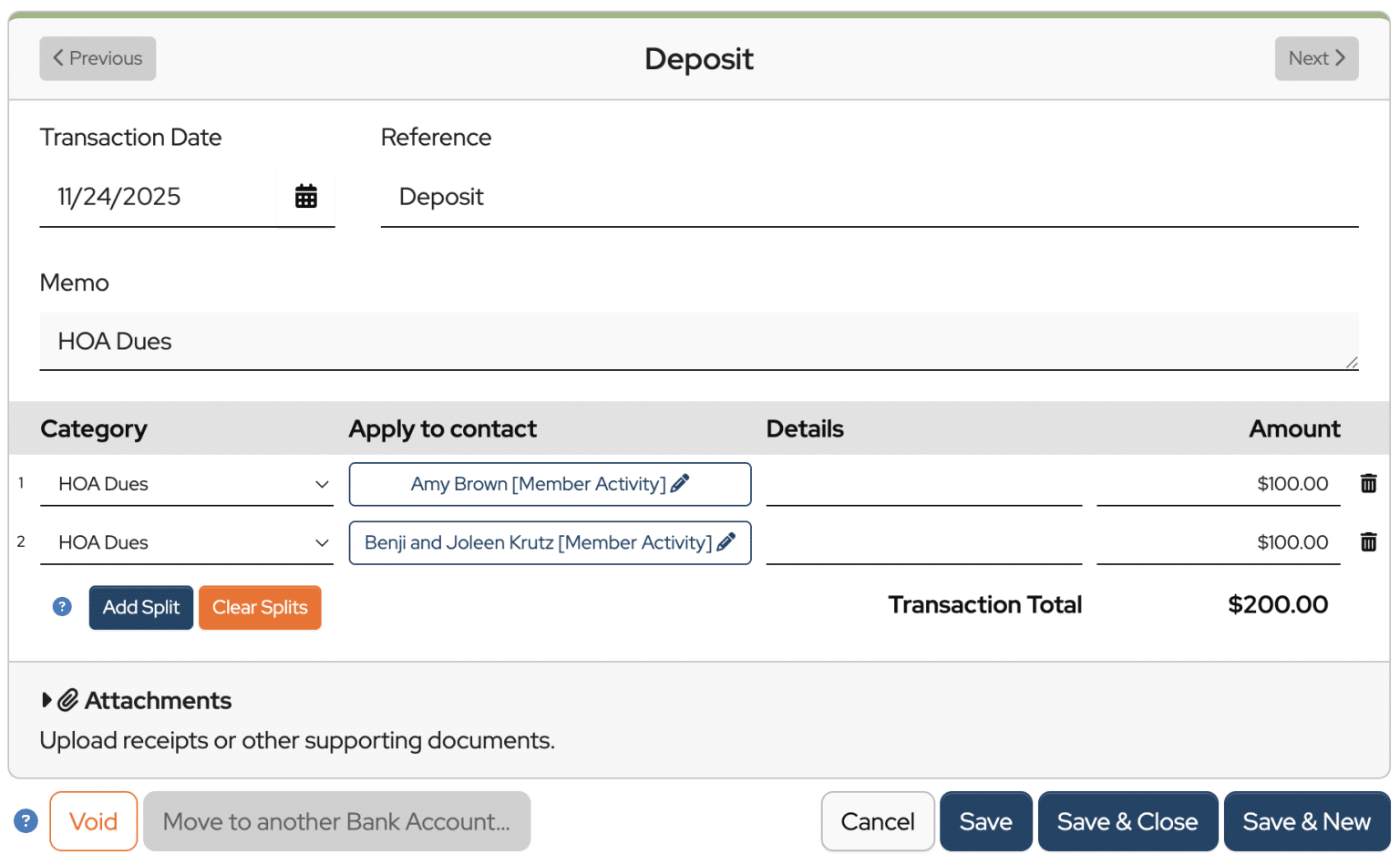Entering deposits & withdrawals; attaching receipts; viewing the bank ...