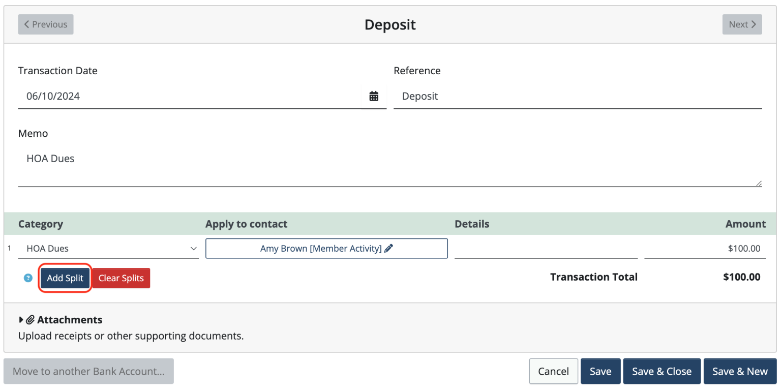 Entering deposits & withdrawals; attaching receipts; viewing the bank ...