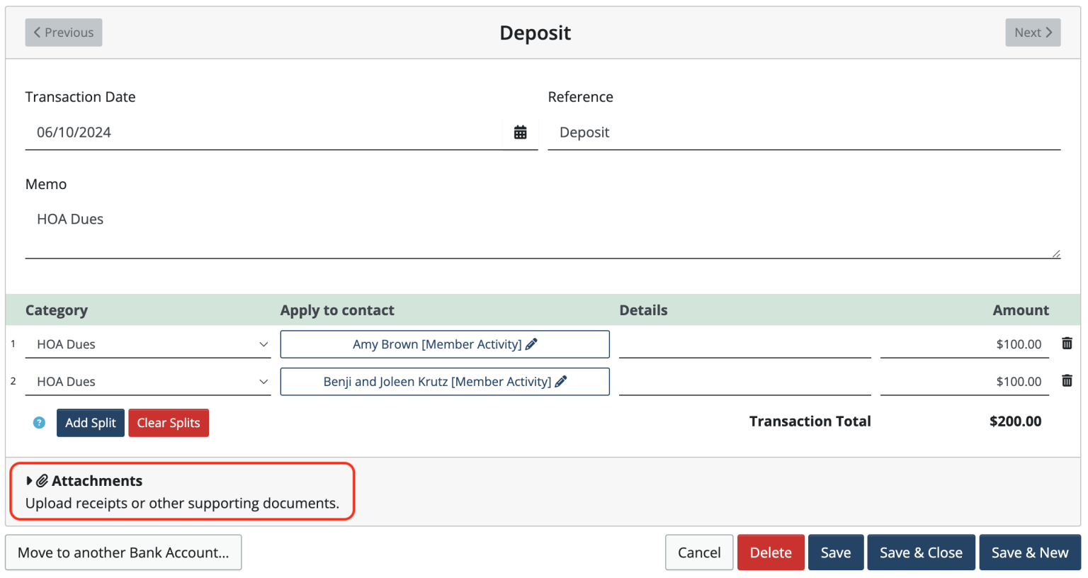 Entering deposits & withdrawals; attaching receipts; viewing the bank ...