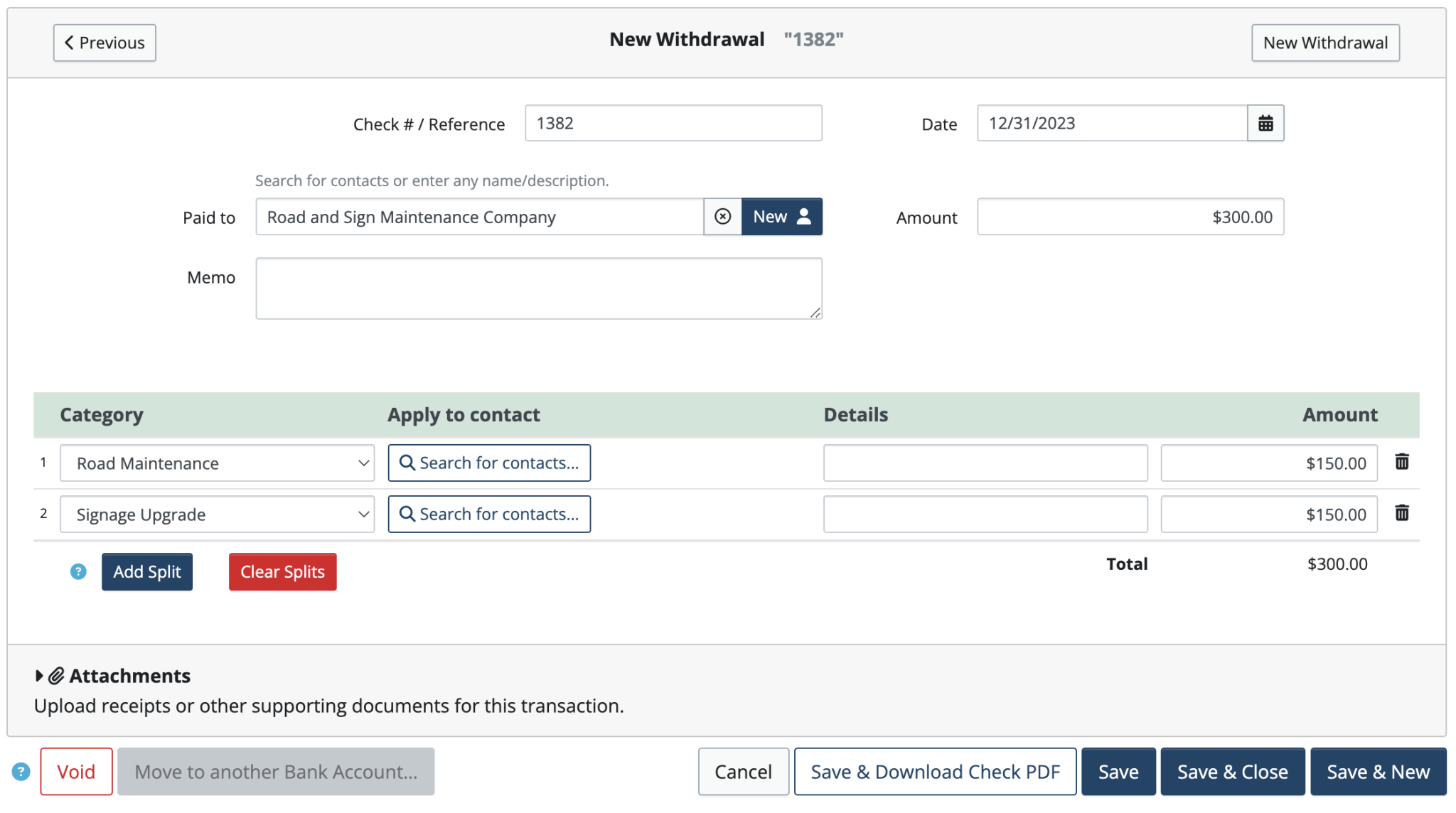 Entering deposits & withdrawals; attaching receipts; viewing the bank ...