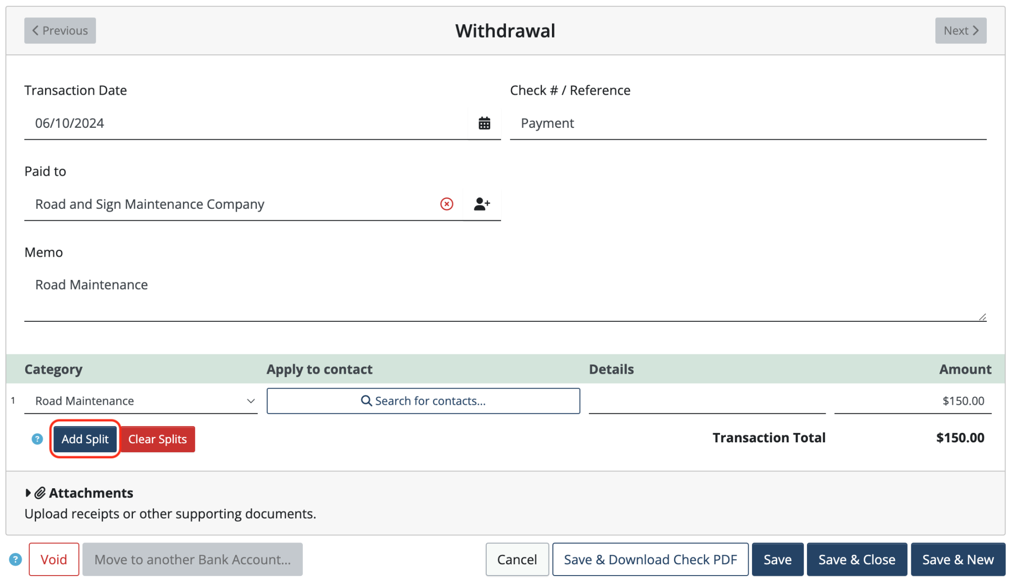 Entering deposits & withdrawals; attaching receipts; viewing the bank ...