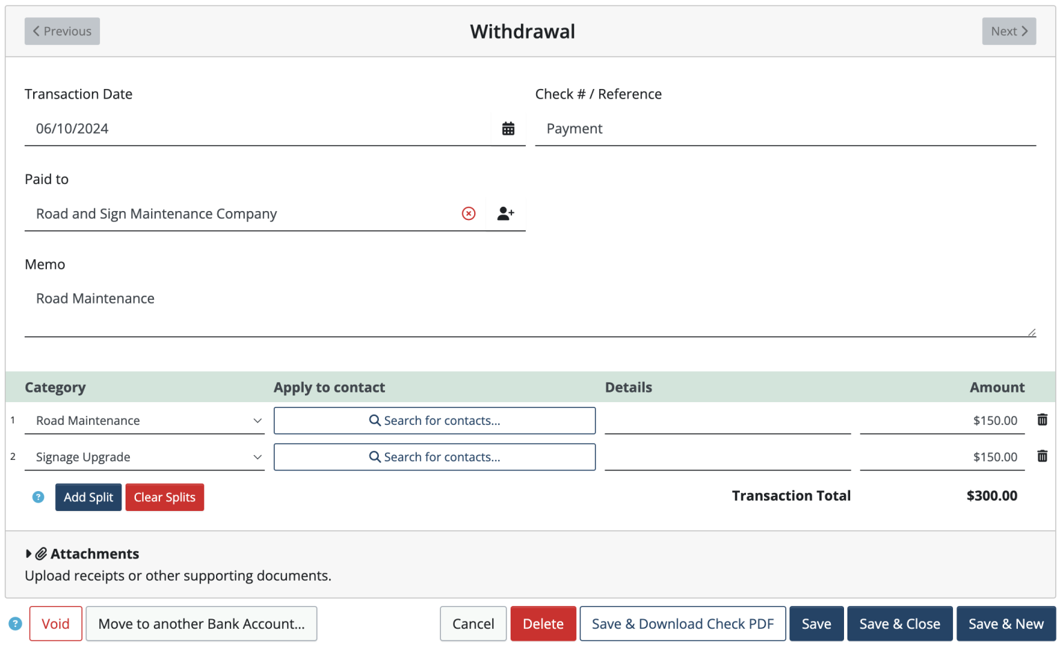 Entering deposits & withdrawals; attaching receipts; viewing the bank ...