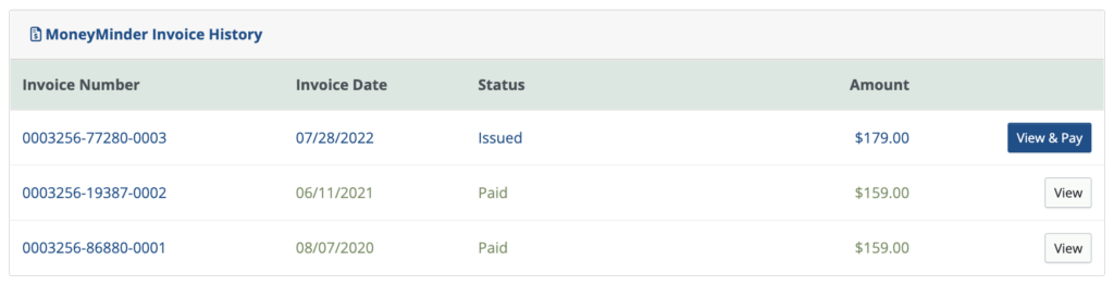 Where to find your Subscription invoice & receipt(s) - MoneyMinder
