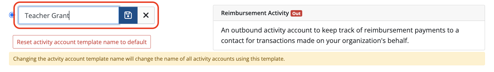 Renaming your Activity Account - MoneyMinder