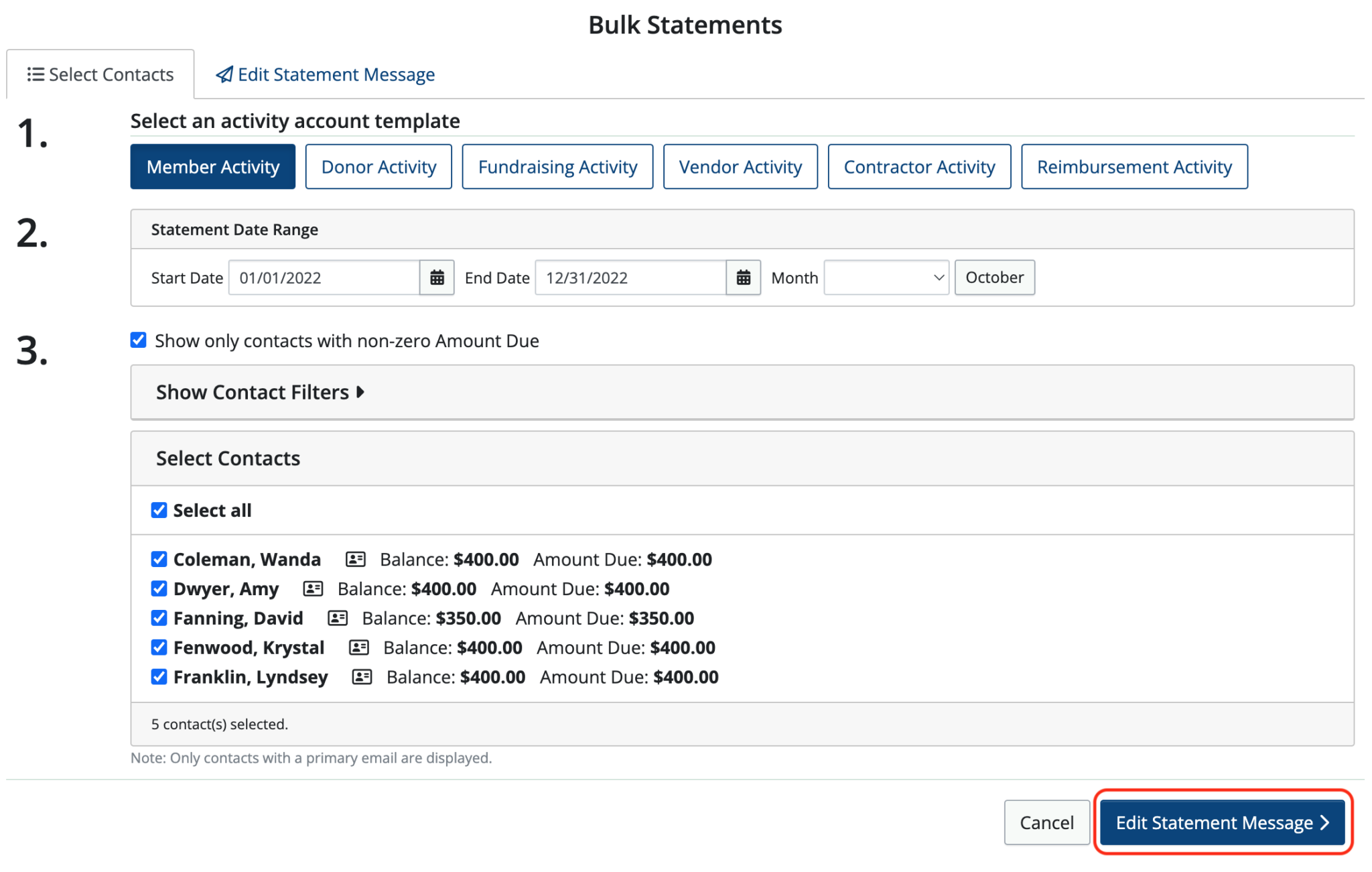 Statement Templates - MoneyMinder