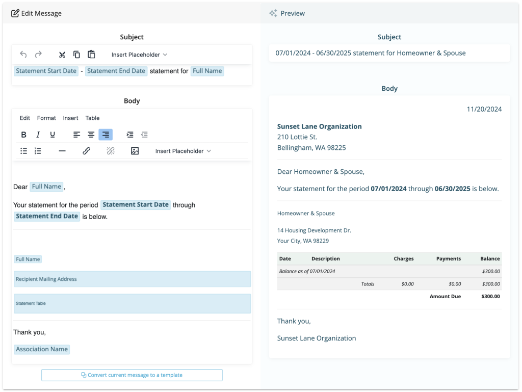 Statement Templates - MoneyMinder