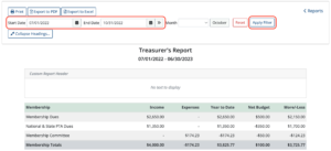 Running your Treasurer's Report - MoneyMinder