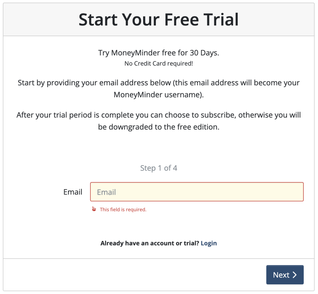 Getting started with your MoneyMinder Trial - MoneyMinder