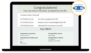 E-File IRS Form 990-N or 990-EZ with MoneyMinder