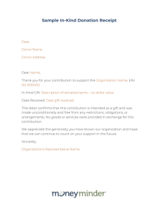 All About In-Kind Donations (with Sample Thank You Letter) - MoneyMinder