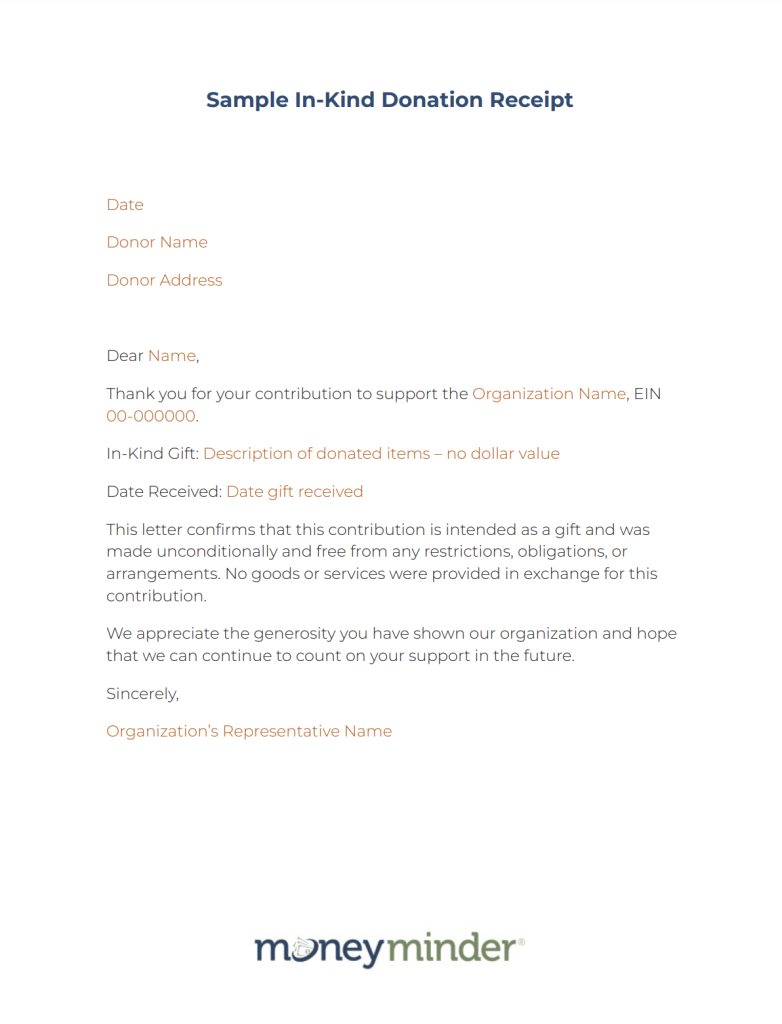 All About In-Kind Donations (with Sample Thank You Letter) - MoneyMinder